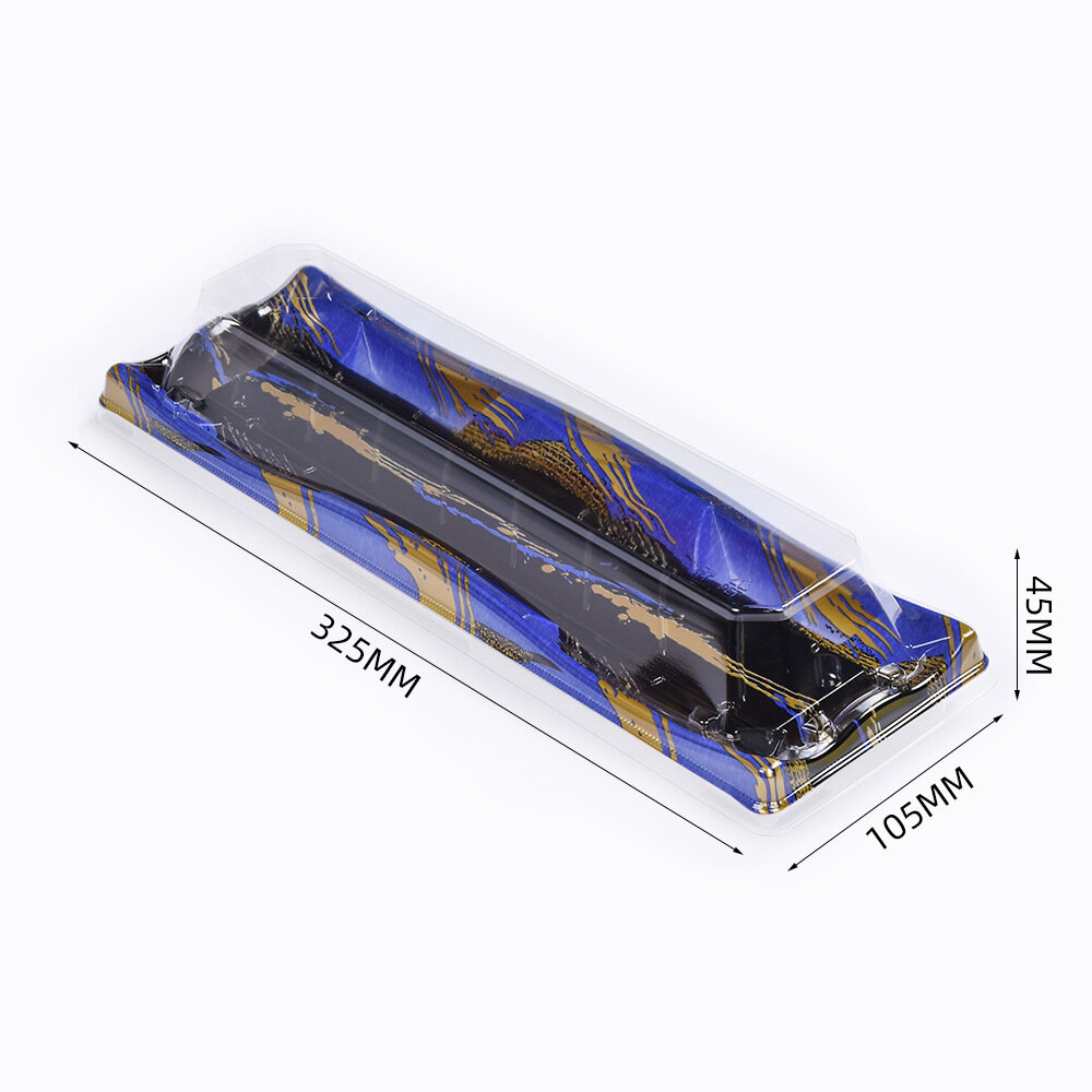 Санзе Высококачественная волнообразная тарелка Одноразовая коробка для суши Утолщенная крышка против запотевания Димсам Пельмени Кондитерские изделия Пластиковая коробка