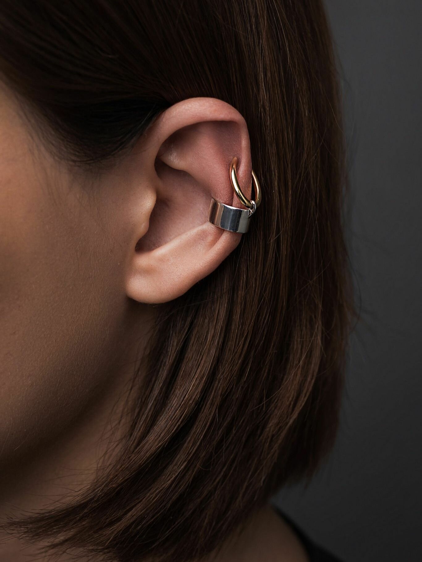 Серьги каффы, серебро, 925 проба