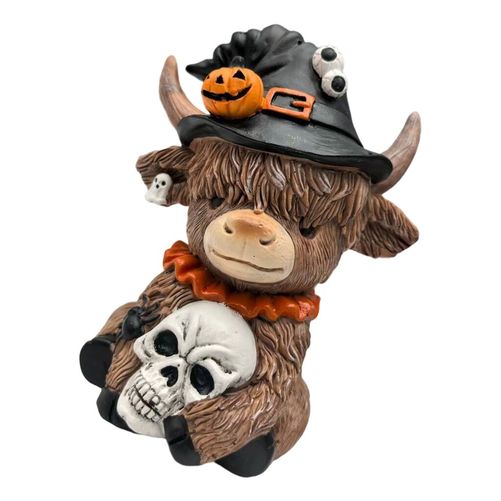 Статуя коровы с черепом и тыквой, декор для стола, Хэллоуин