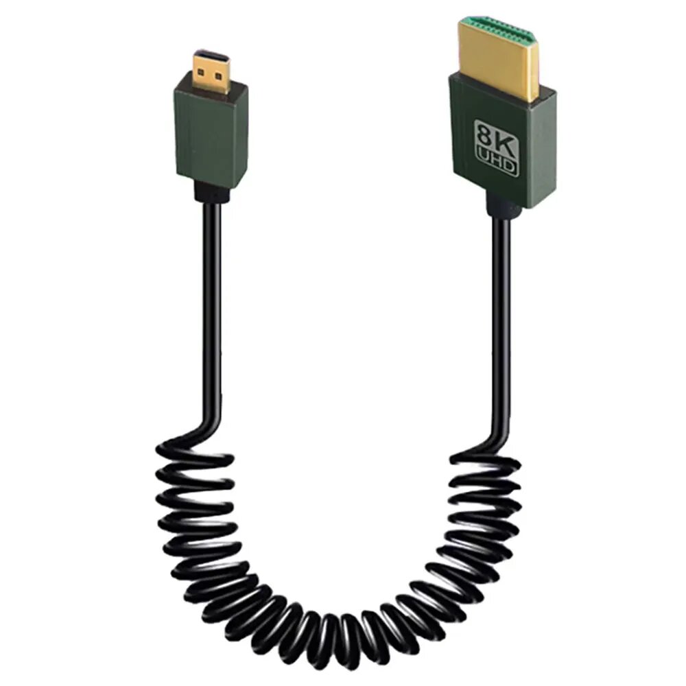8K HDMI кабель для монитора, черный гибкий пружинный выдвижной кабель