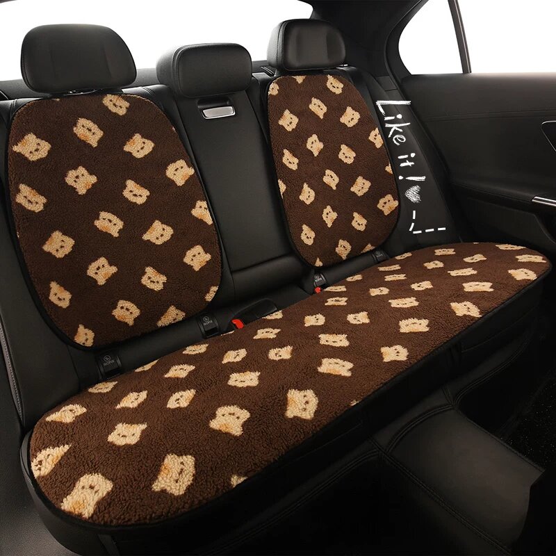 Зимняя плюшевая накидка на сиденье автомобиля с милым мультяшным медведем, теплая накидка на сиденье, женская