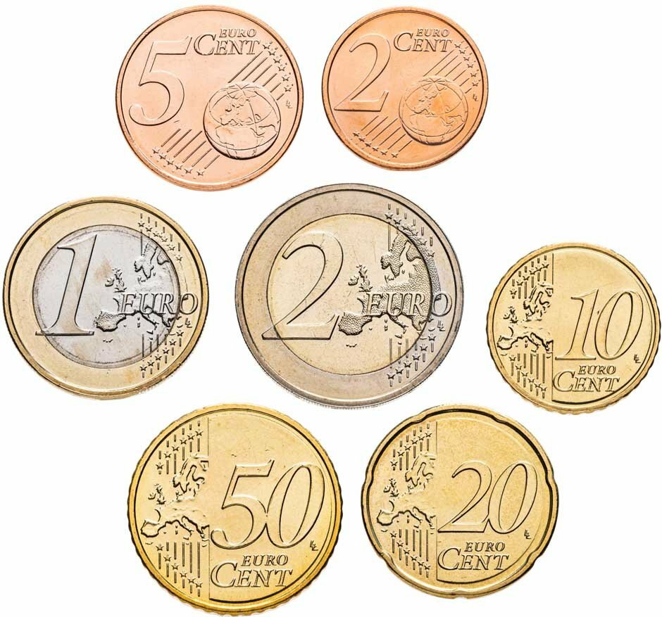 Люксембург годовой набор евро 2021 7 монет, Биметалл, в сохранности UNC