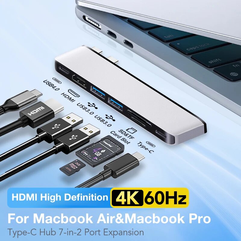 USB-C хаб 7 портов для MacBook for Air Pro