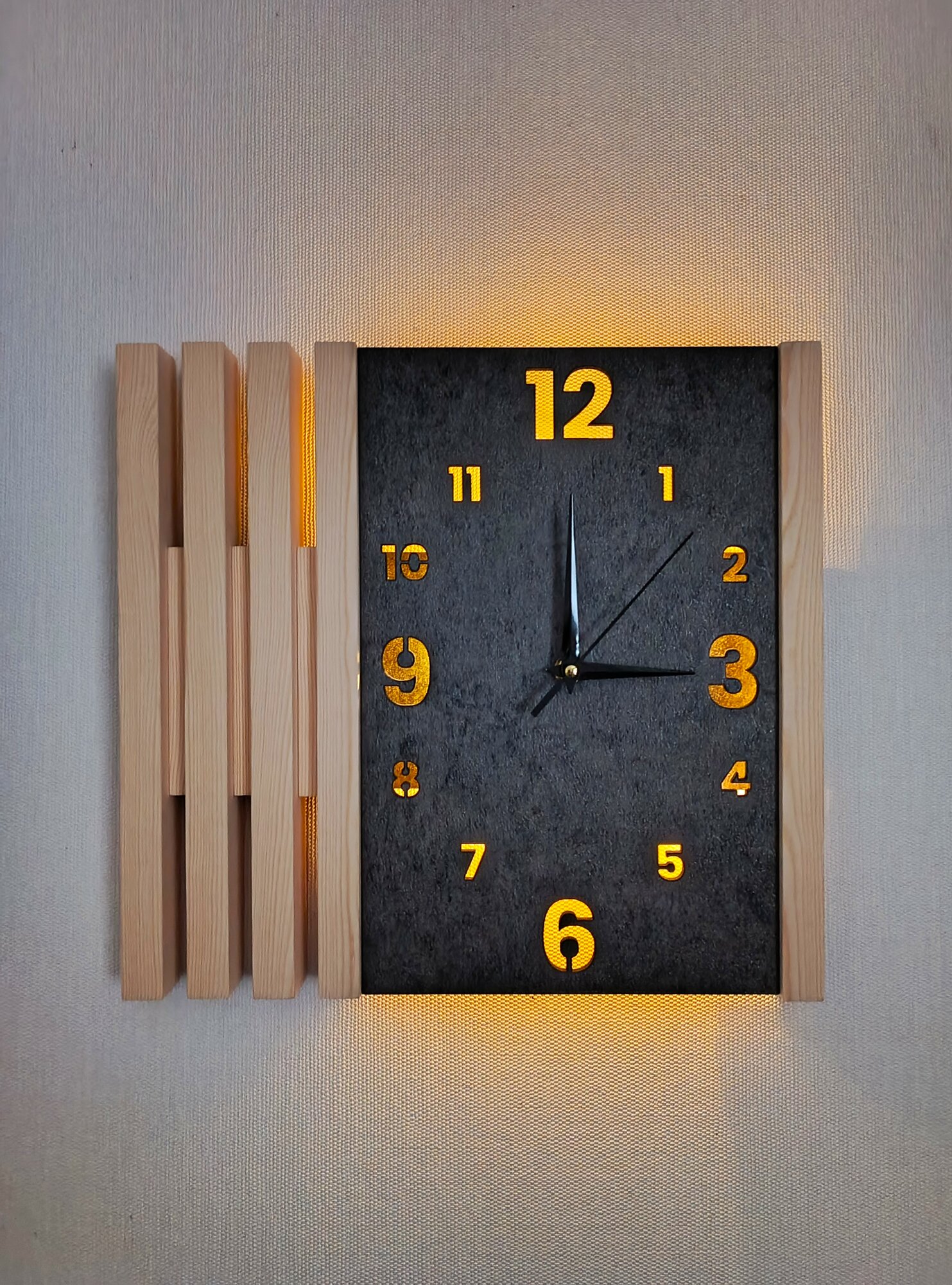 Часы Настенные Ночник Интерьерное Панно с Подсветкой Рейки Лофт