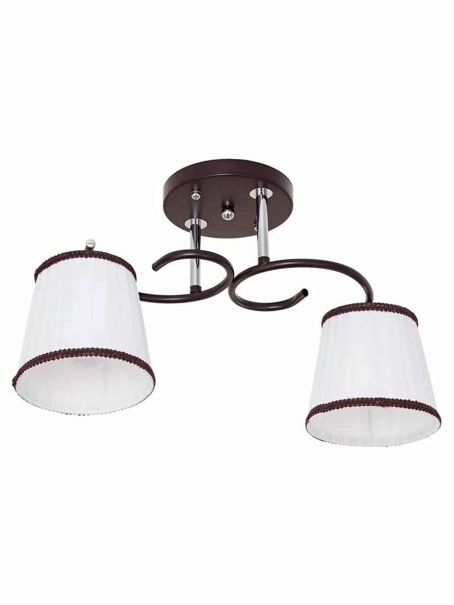 Люстра классическая ЭкономСвет 50713/2 цвет хром, коричневый, белый