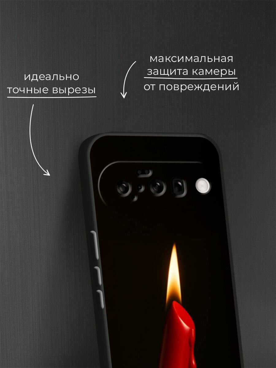 Черный матовый чехол на Google Pixel 10 / Гугл Пиксель 10 с принтом Красная помада с огнем — фото 1