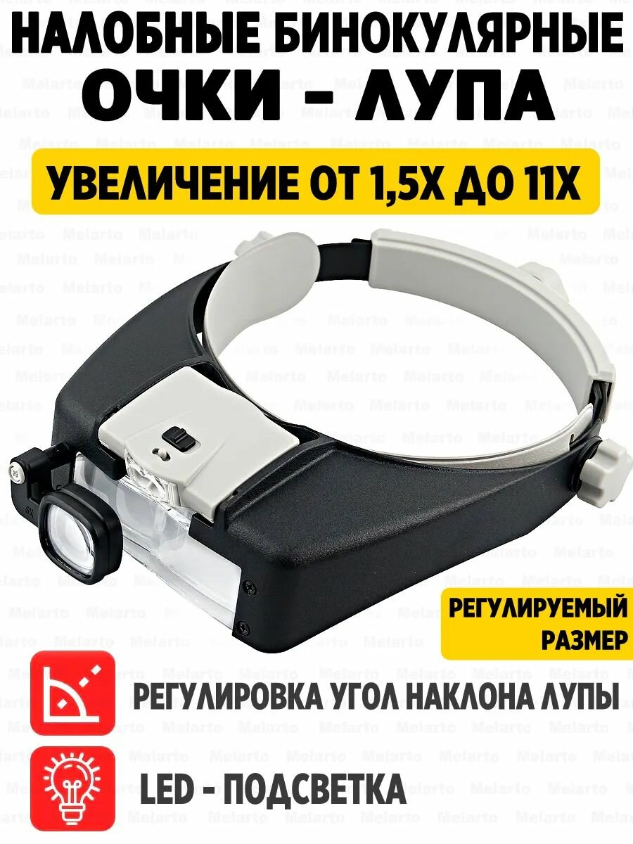 Лупа на голову со светодиодной подсветкой для ремонта и чтения лупа на голову налобная лупа лупа с подсветкой