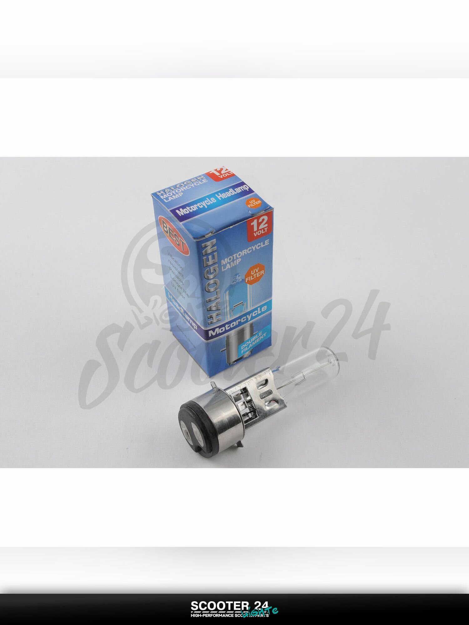 Лампа фары BA20D (2 уса) 12V 50W/50W для мототехники универсальная (белая) "BEST" (mod: A)