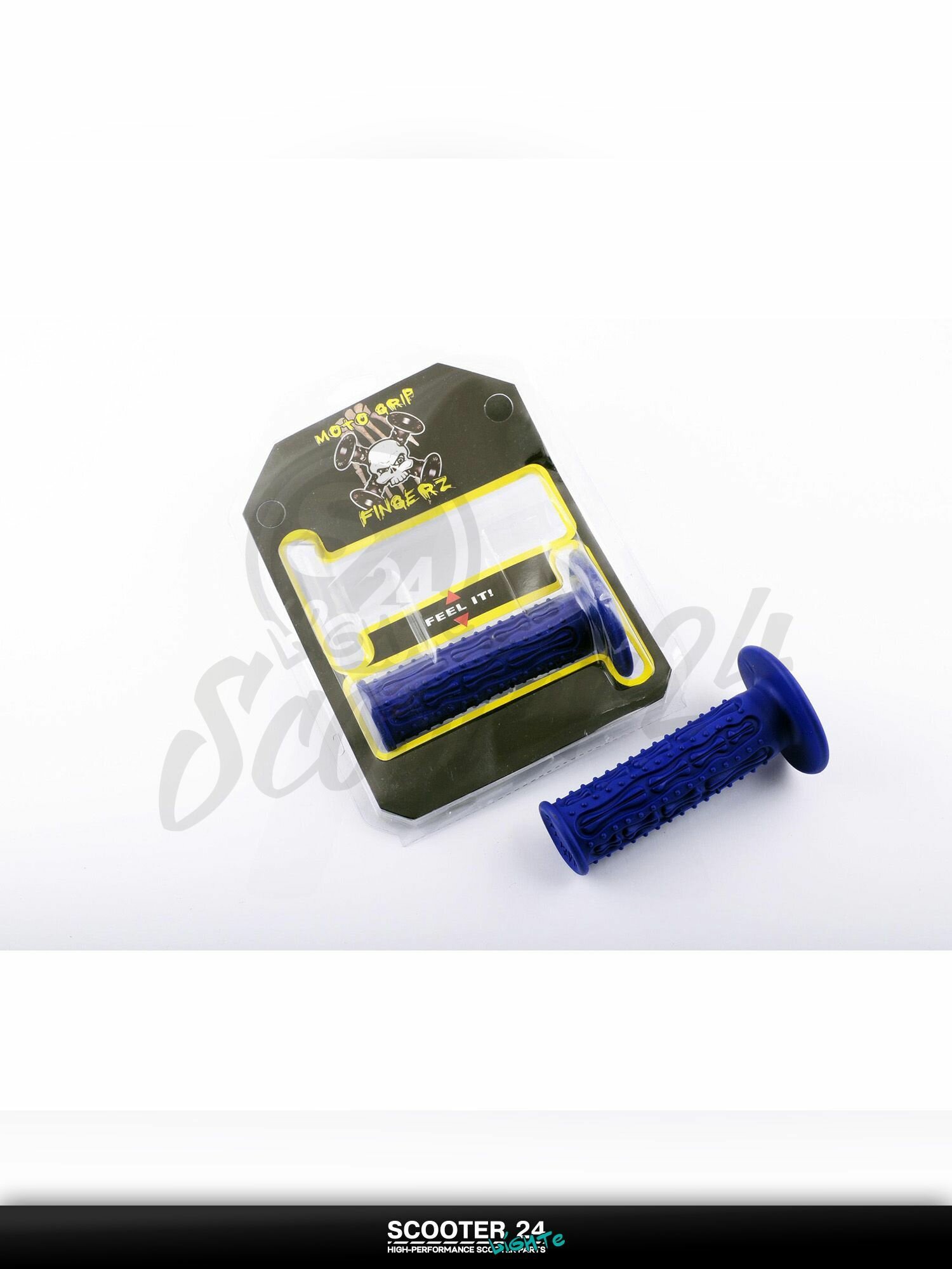 Грипсы (ручки руля) универсальные на мотоцикл / мопед питбайк и эндуро / скутер квадроцикл (mod:2, синие) "MOTOGRIP"