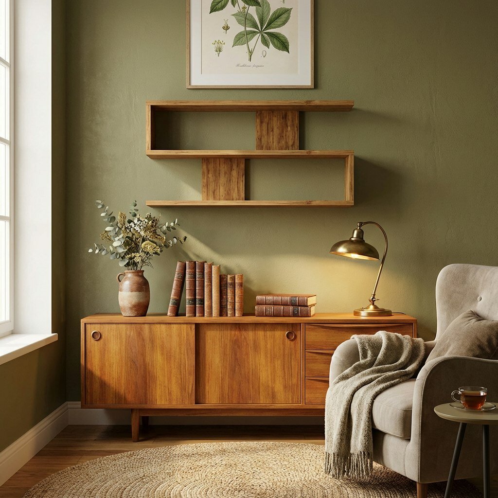 Полка настенная Таксония Медовая навесная для гостиной, спальни, офиса и детской 60x47x15