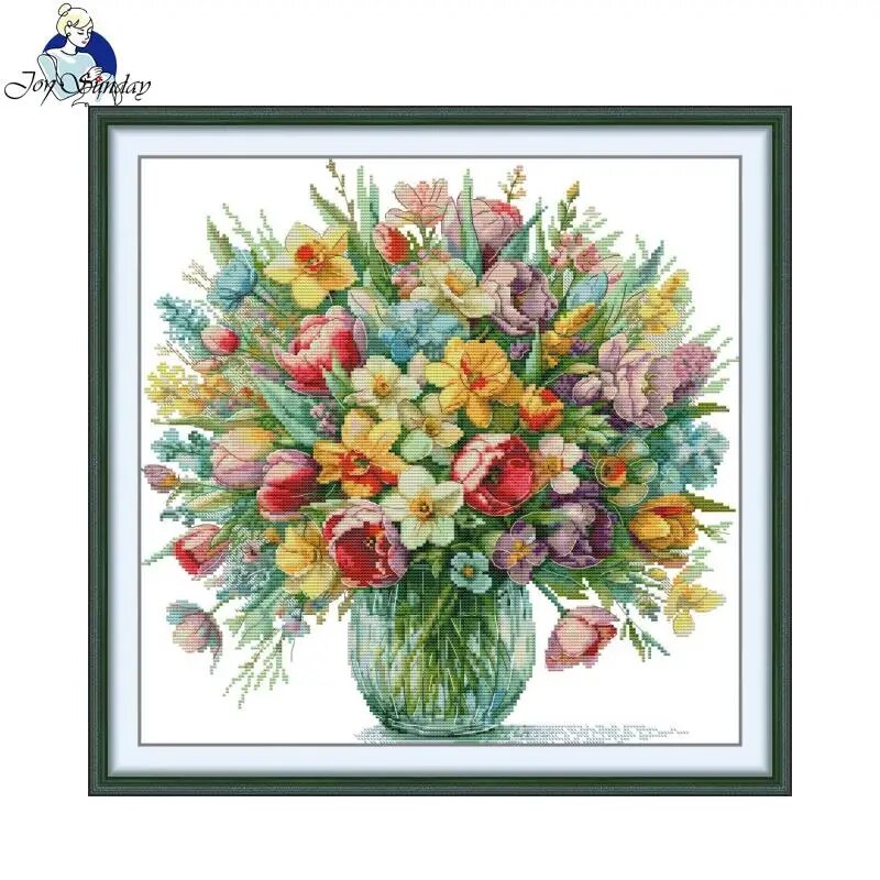Набор для вышивки крестом Joy Sunday, цветочный принт 16CT HD Printed