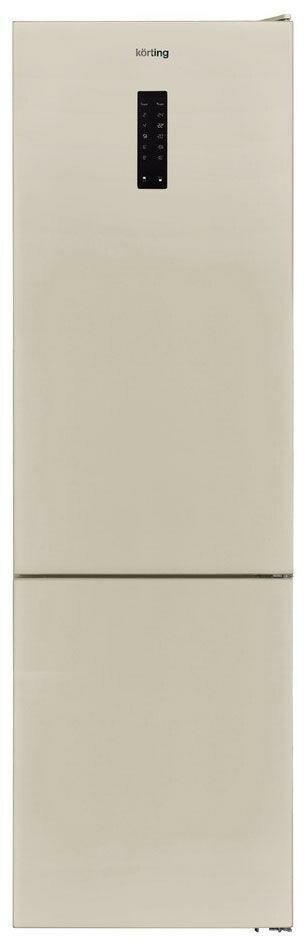 Холодильник Korting KNFC KNFC 62010 B бежевый, No Frost, дисплей, полка для бутылок