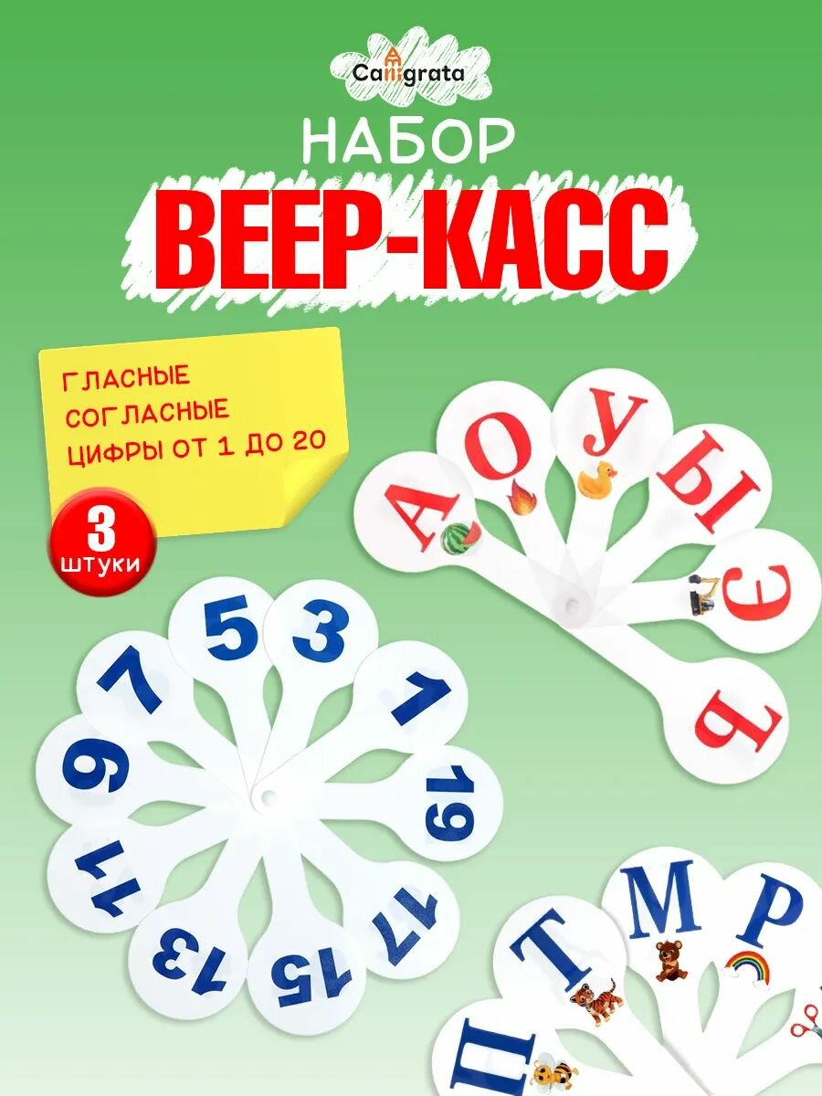 Набор касс-вееров букв и цифр, 3 шт, гибкие, Calligrata