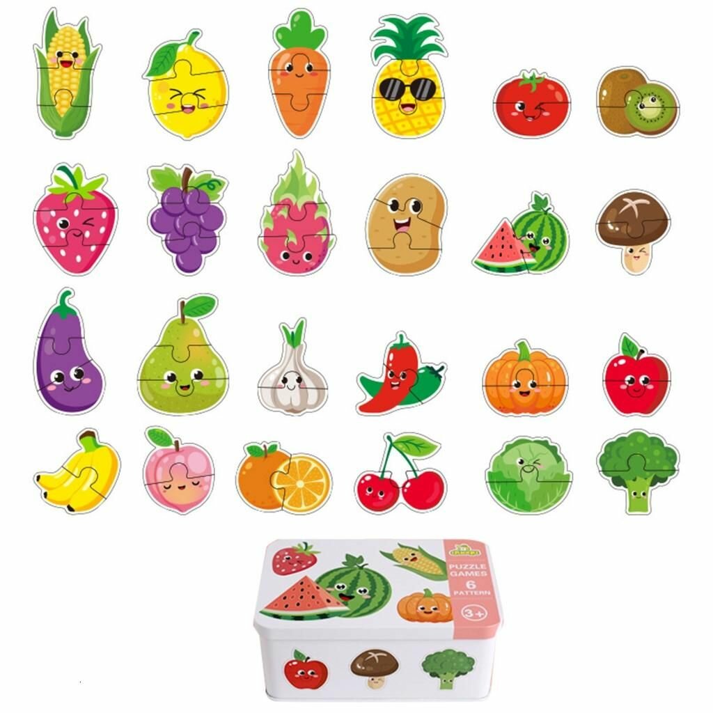 Обучающая деревянная игра-головоломка для дошкольников на тему морской жизни и архозавров, - Фруктовый мир