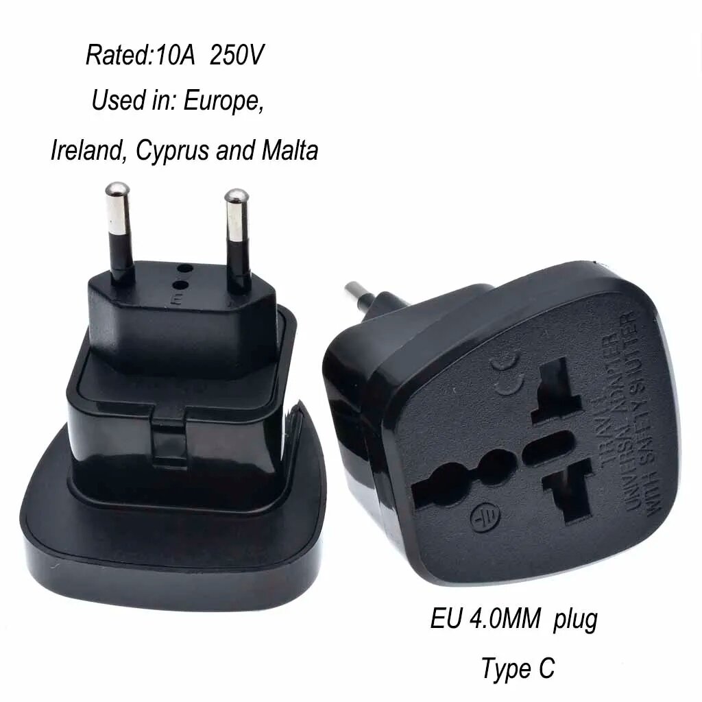 Адаптер универсальный Type C, EU 4.0mm, белый