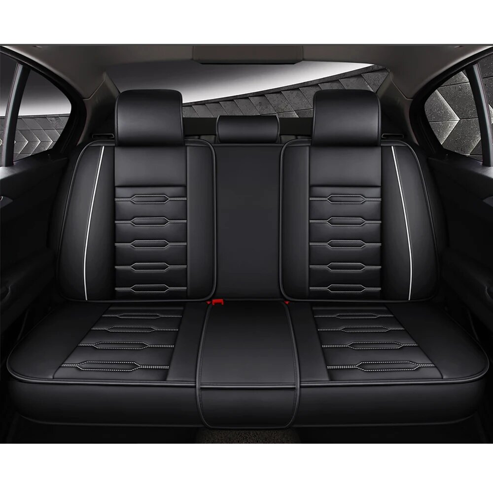 Кожаные чехлы на передние и задние полный комплект автомобильных сидений для Kia Black White Rear