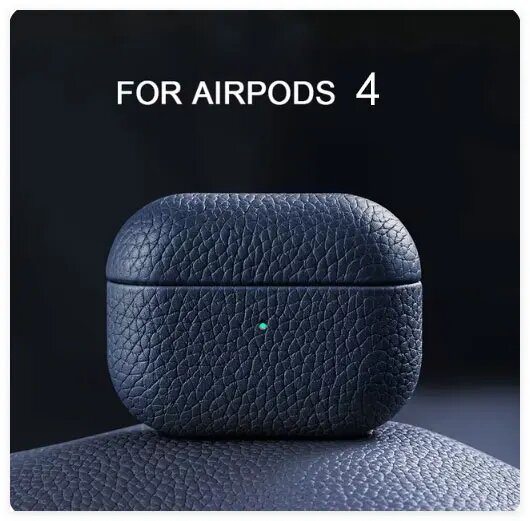 Кожаный чехол для AirPods 4, Blue-AirPods 4