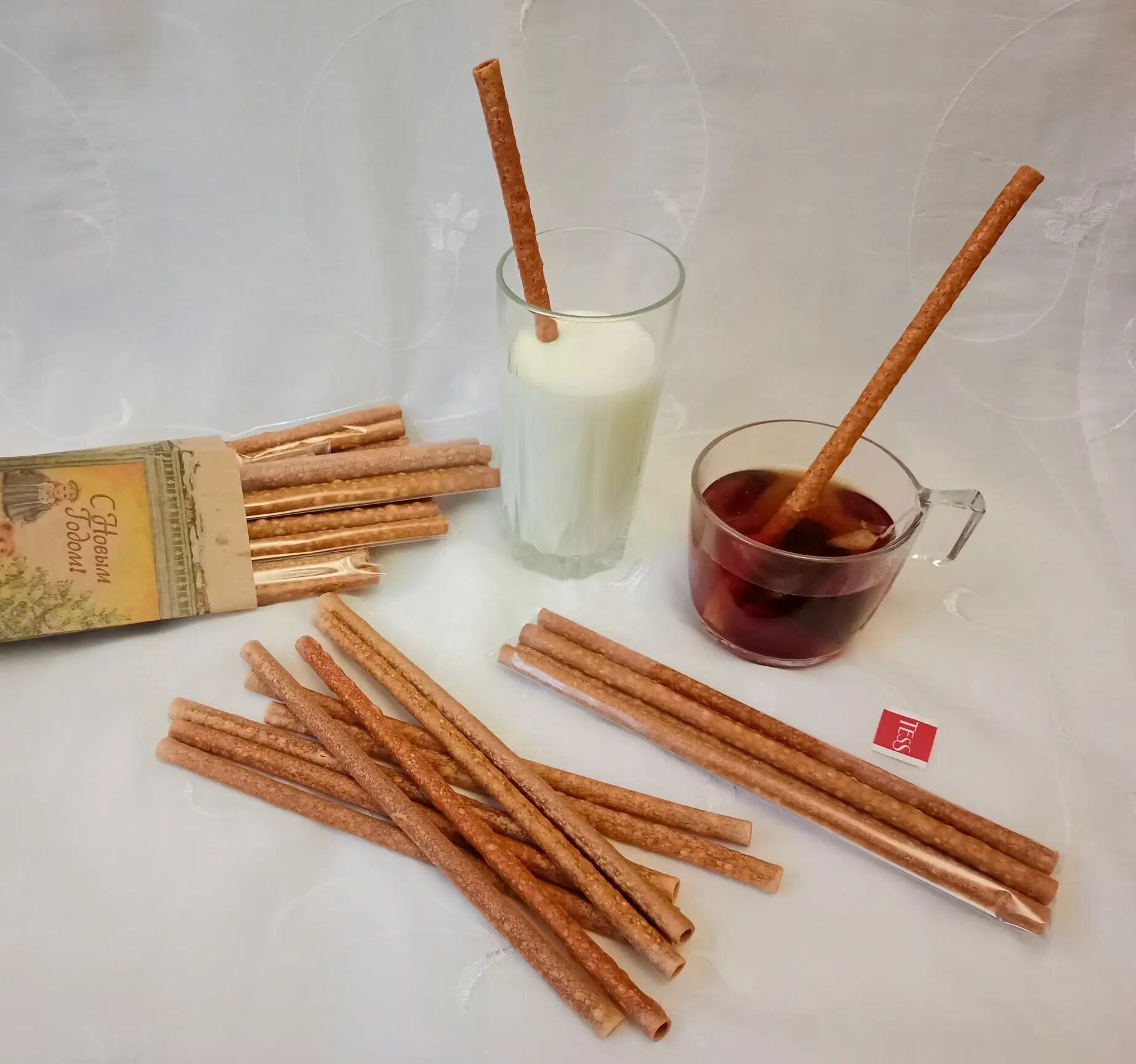 Съедобные трубочки для горячих и холодных напитков без сахара, без ГМО, ЭКО. 10 шт.