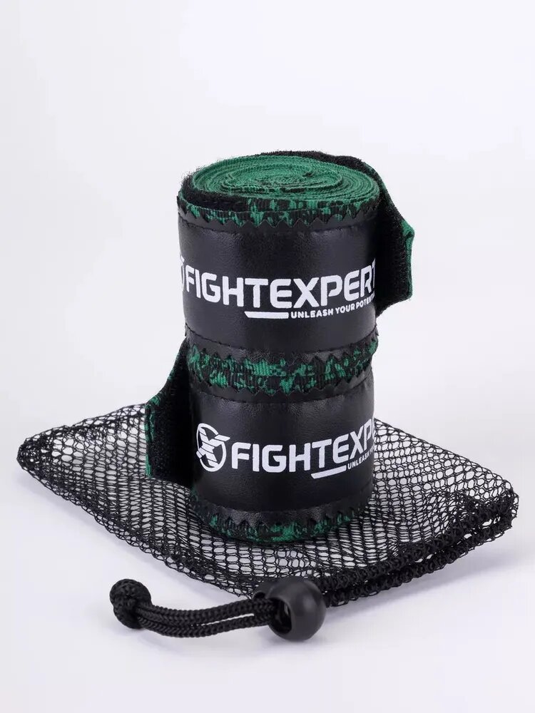 Профессиональный боксерский бинт Fight Expert Fancy изумрудно-черный 3,5 метра