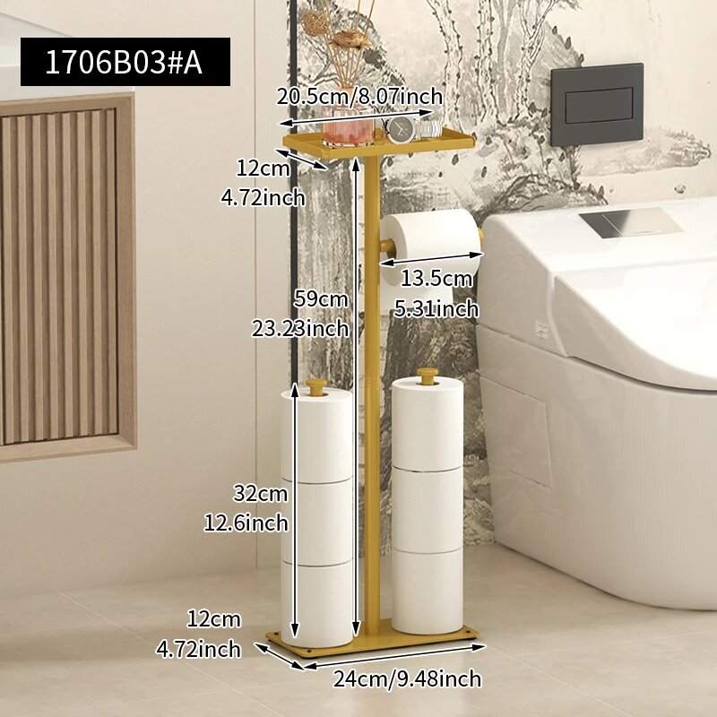 Золотая напольная подставка для туалетной бумаги 1706B03-A