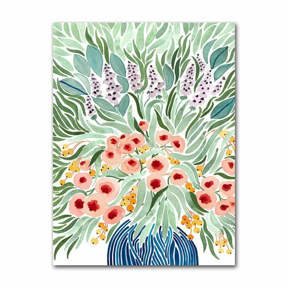Плакат с цветами в вазе, 50x70см, без рамы, 61044-02