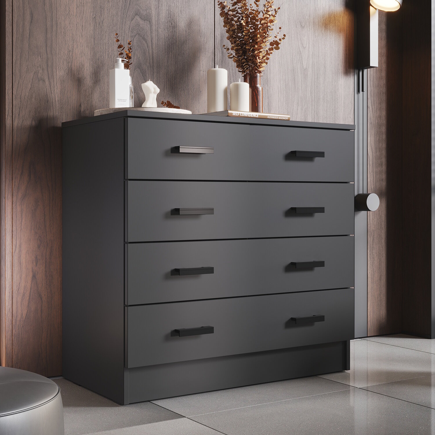 Комод К800 с 4-мя выдвижными ящиками в80 * г44 * ш83 см Графит