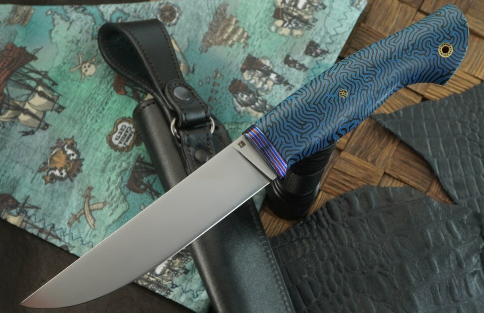 Мастерская Ульданова нож Лидер-2, сталь M390, рукоять микарта/тимаскус