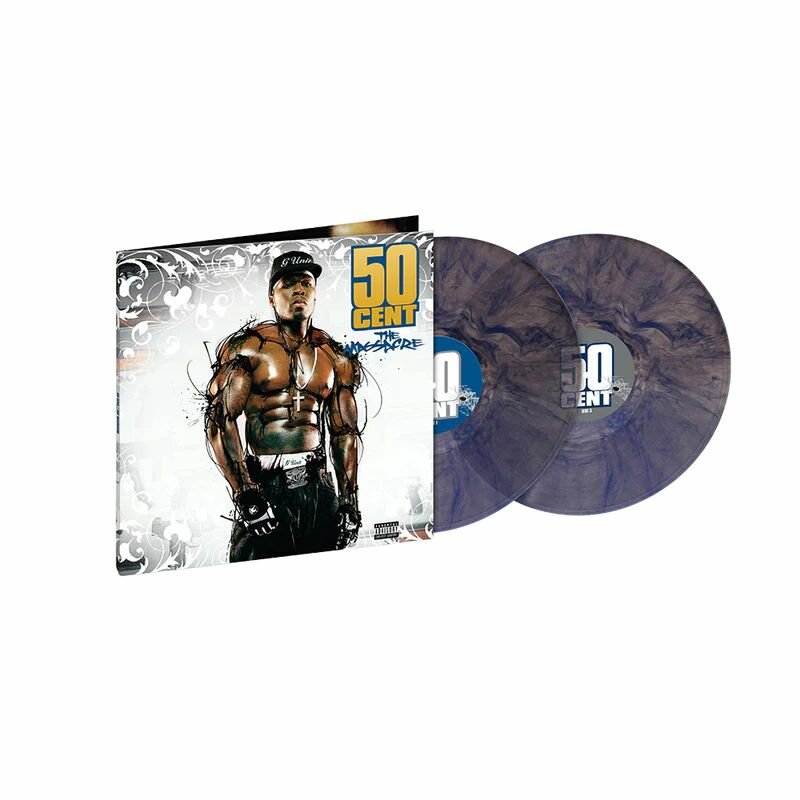 50 Cent - The Massacre (Blue Marble, 20th Anniversary USA Limited) Цвет: "Синий Мрамор", Редкая Виниловая Пластинка из США, Хиты: Candy Shop, Disco Inferno, Just a Lil Bit и др.