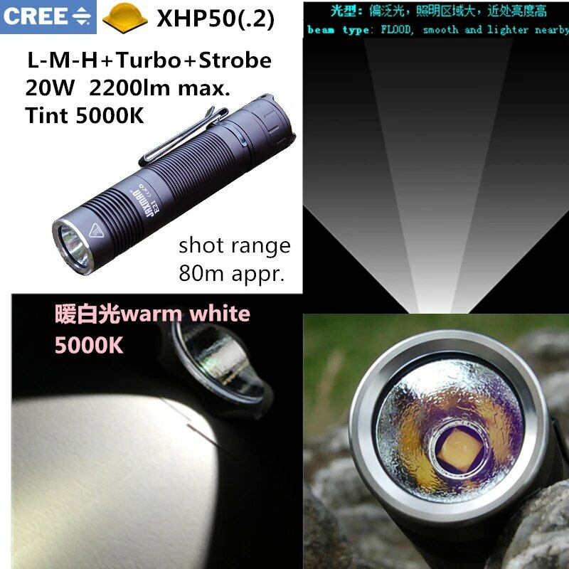 JAXMAN E21 мощный портативный фонарик 2000лм XHP50.3 5000K