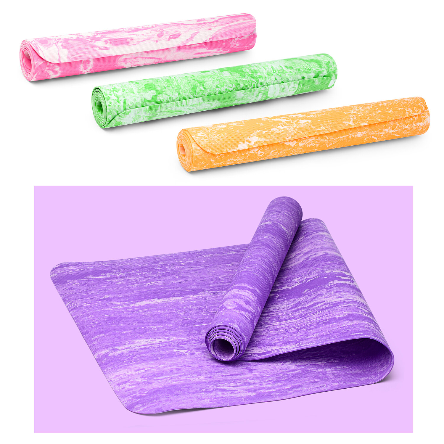 Коврик для фитнеса, йоги и гимнастики, EVA, 61x173x0.2 см, цвет в ассортименте.