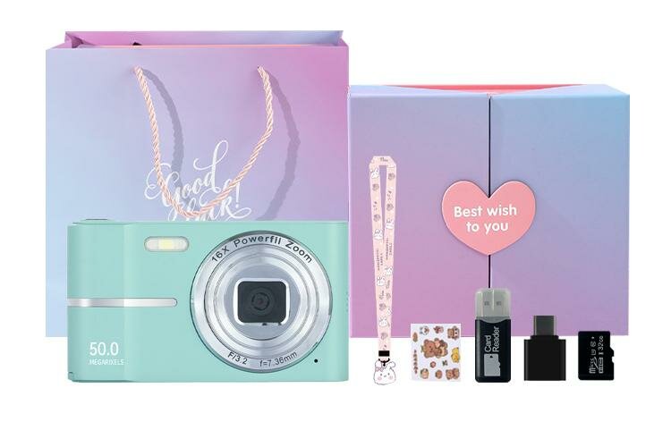 Цифровой фотоаппарат унисекс HEY CAT'S DIARY 5824730, Green Cameras[Festival Box Limited Edition]32G-Compatibility Apple Transfer