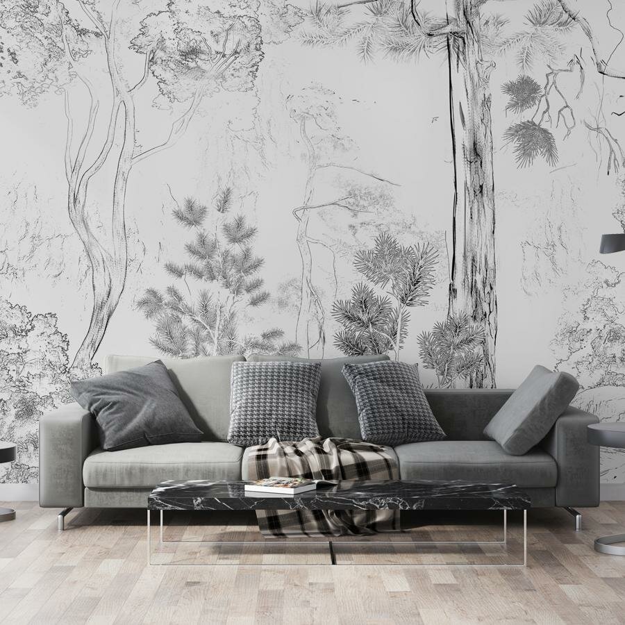 Фотообои Абстракция сосновый лес 13-1039-S-Холст 270 x 200 см (ВхШ) Бесшовные, флизелиновые, влагостойкие обои