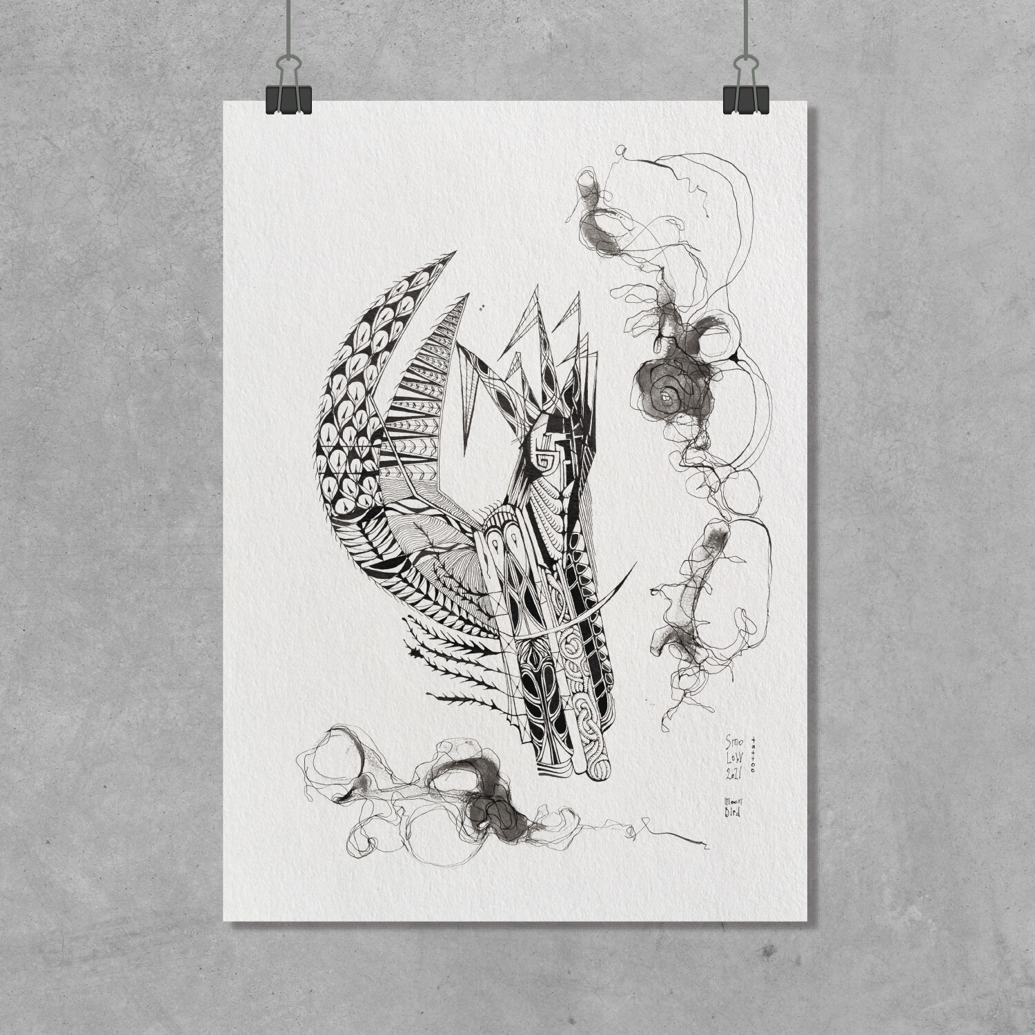 Постер CABINET ABSTRACT "Лунная птица", абстракционизм, бумага, без рамы, 297x420 см