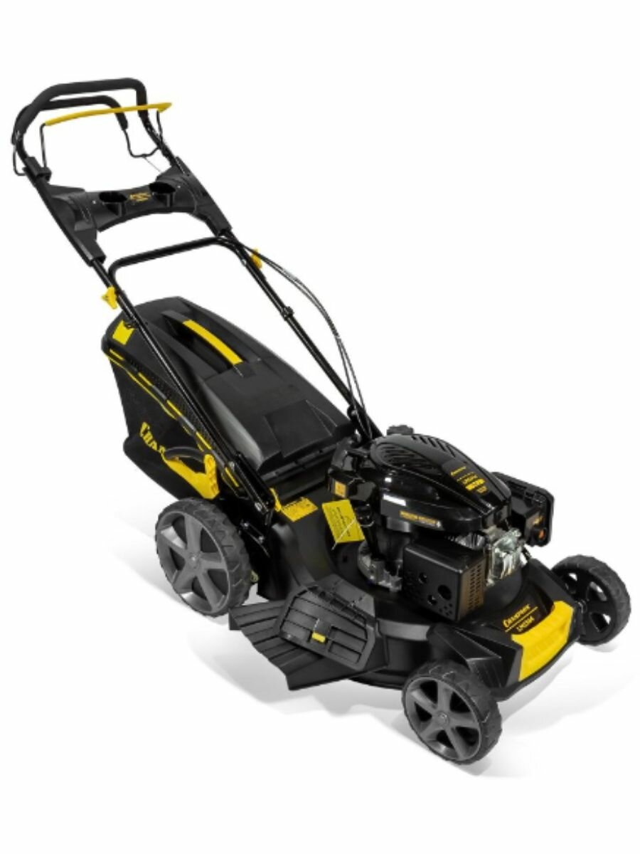 Газонокосилка бензиновая роторная Champion LM5344, 196 см3, ширина 52.5 см, 65 л, черная/желтая