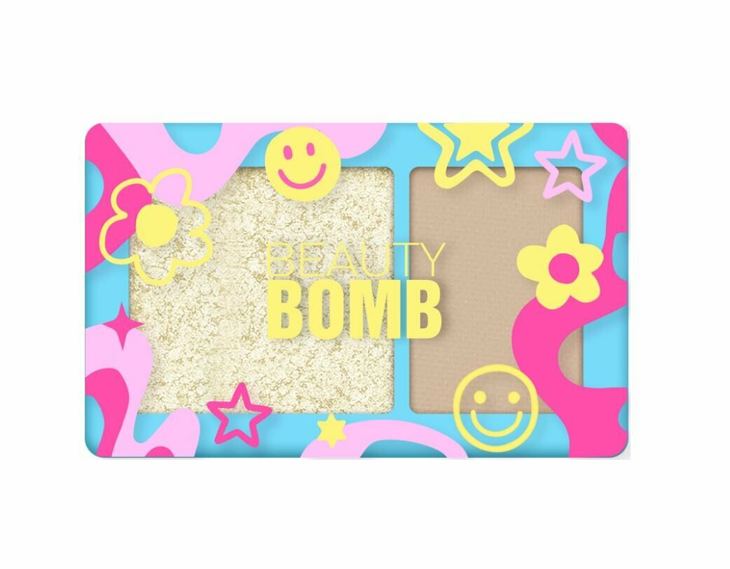Палетка Beauty Bomb теней для век двойная Double Eyeshadow Palette, тон 01 Hippie Band, 3,4 гр