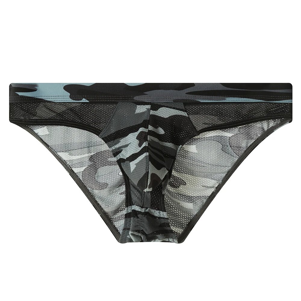 SSANSISITER Мужское нижнее белье сетчатое камуфляжное полиэстер L, Gray Briefs