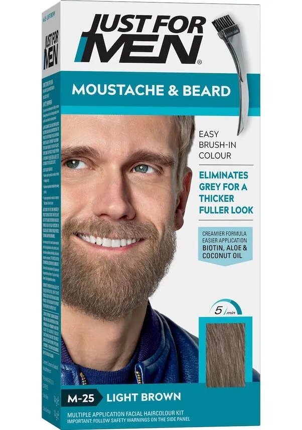 Just For Men Краска для бороды Светло-коричневый M-25 для мужчин, 1 шт