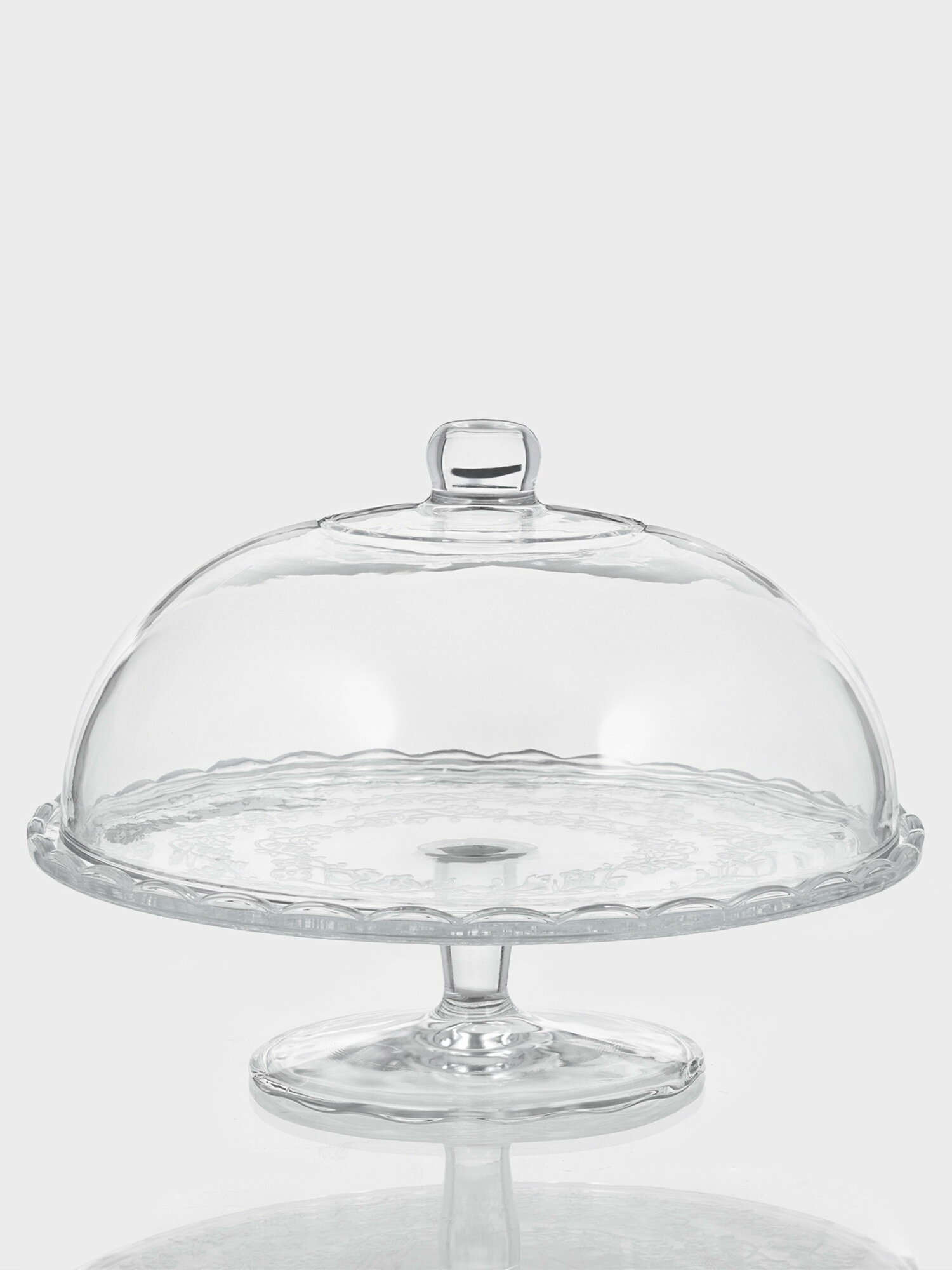 Подставка для торта Magistro "Цветочки", 29x23 см, на ножке, с крышкой-клош, стекло, прозрачная