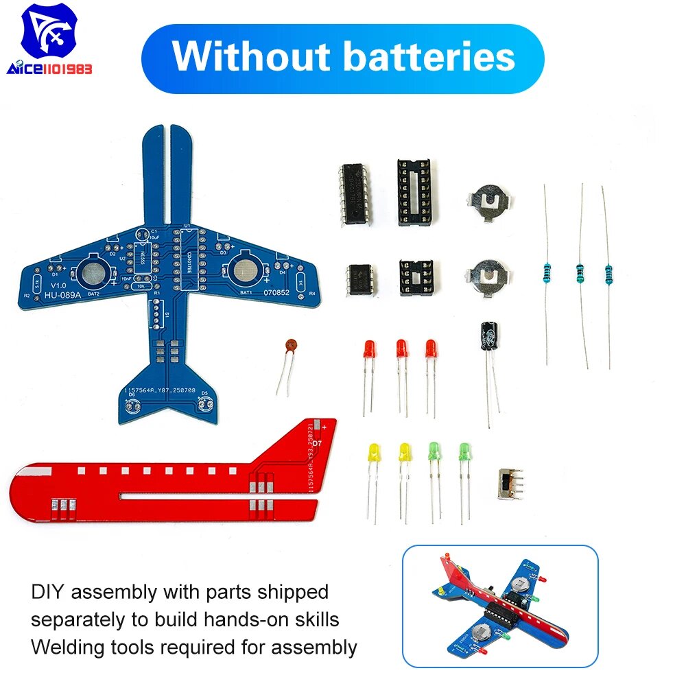 Самолет LED DIY, без батареек, Color: without battery