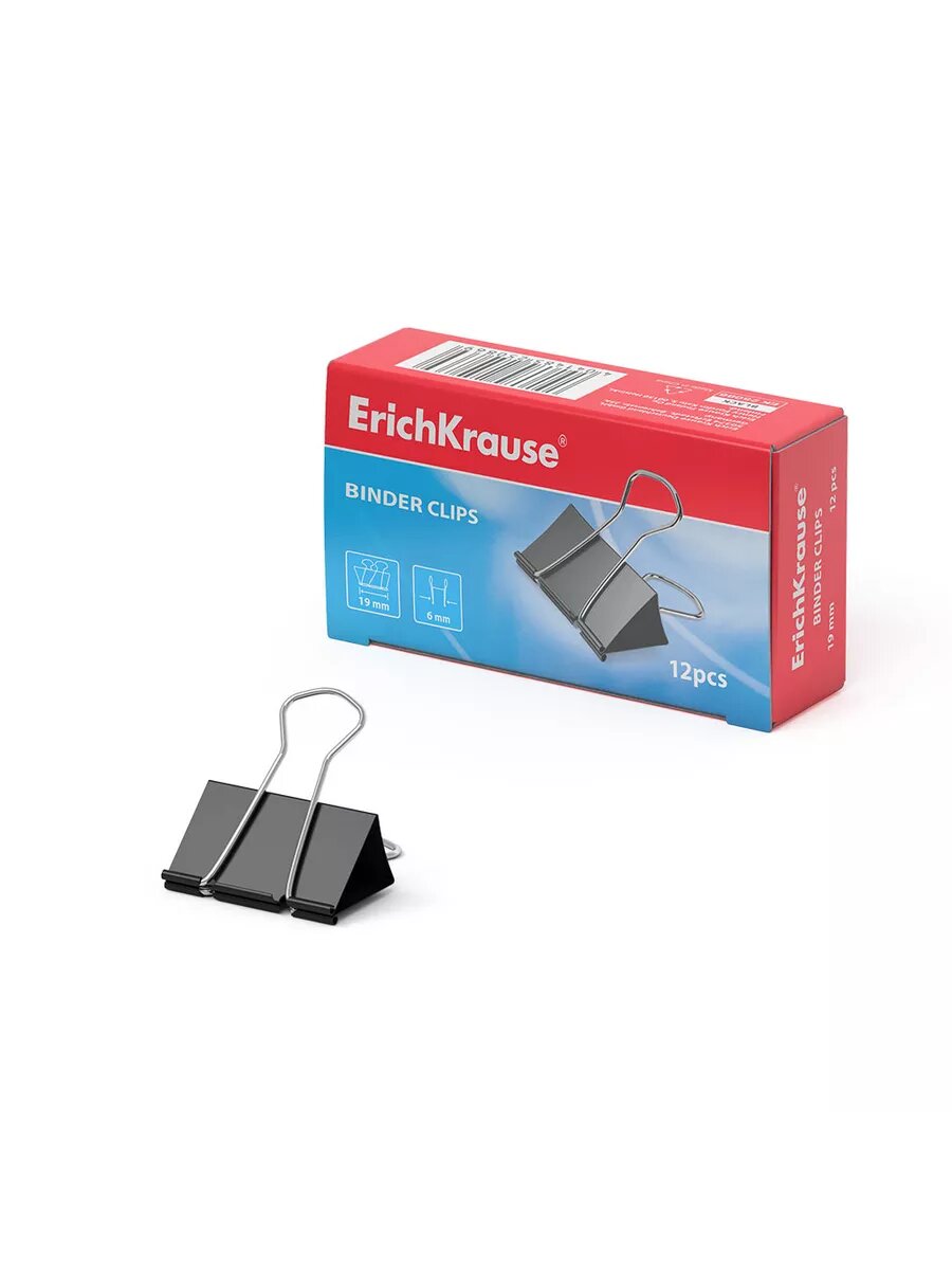 Зажимы для бумаг Classic, 19мм, черный, 12 шт