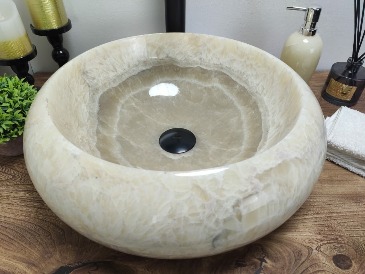 Раковина INDO-MARKET из натурального оникса круглая 45х45х15 001840