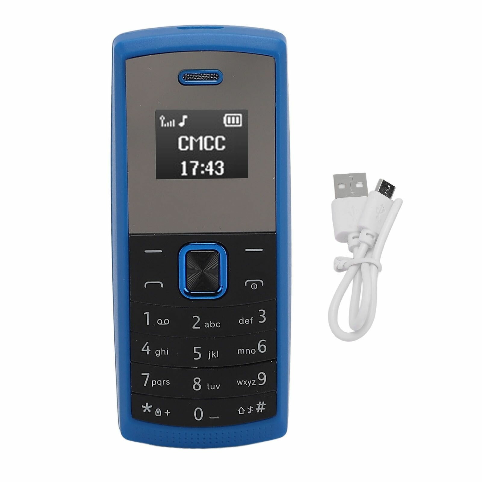 BM01 Самый маленький мобильный телефон 2 в 1 Миниатюрный сотовый телефон с громкой связью BT Поддержка двух SIM-карт GSM сотовый телефон Синий