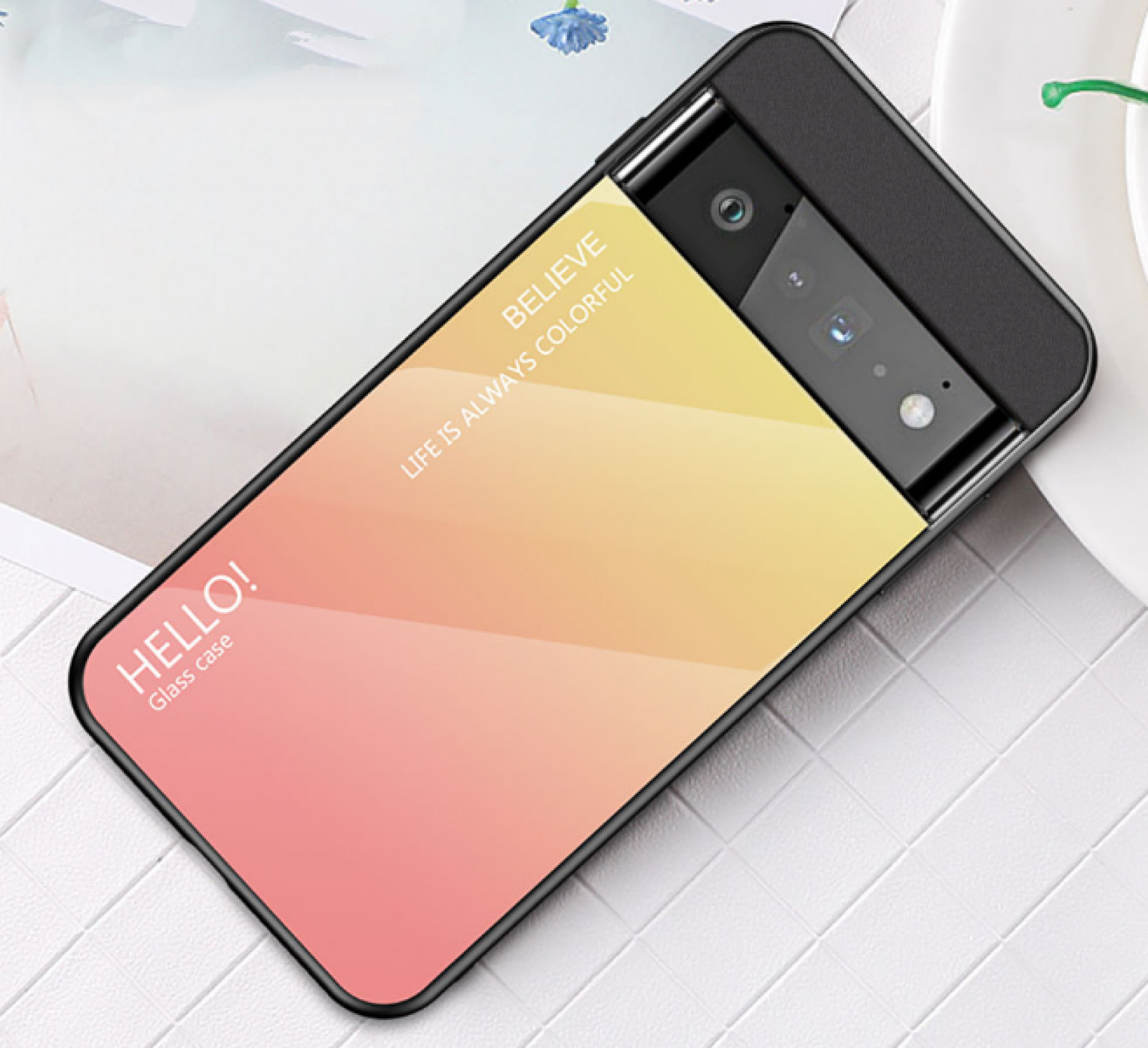Чехол-бампер MyPads для Google Pixel 6 Pro с закаленным стеклом и градиентным дизайном