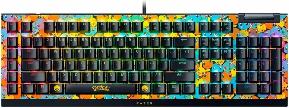 Razer Клавиатура Razer BlackWidow V4 X Pokemon Kanto Starters Edition RZ03-04704200-R3M1, механическая, подсветка, черный (USB) (ret)