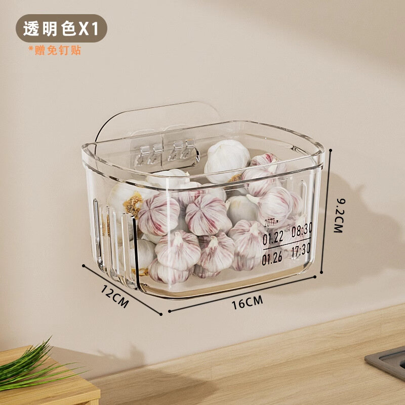 Подставка для хранения лука, имбиря, чеснока на кухне, настенная корзина для овощей, не требует сверления, вместительная подставка для хранения приправ.