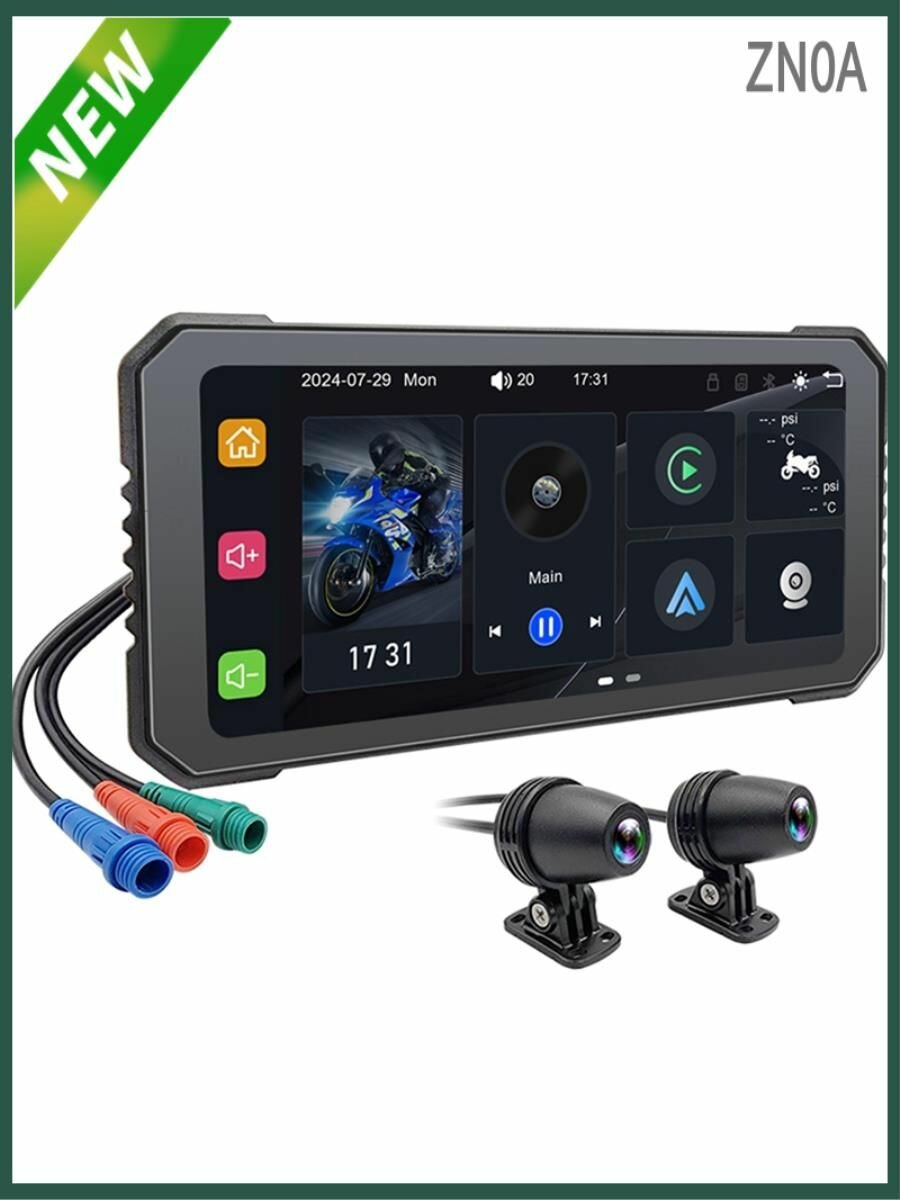Мотоциклетный Видеорегистратор С Беспроводной Навигацией CarPlay На Android Auto GPS-Монитор