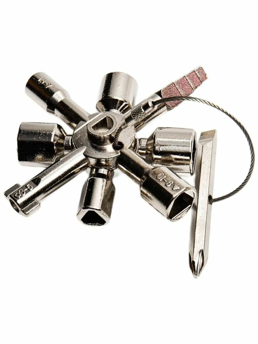 Ключ для электрошкафов многофункциональный с 10 рабочими профилями и битой KL-H6010