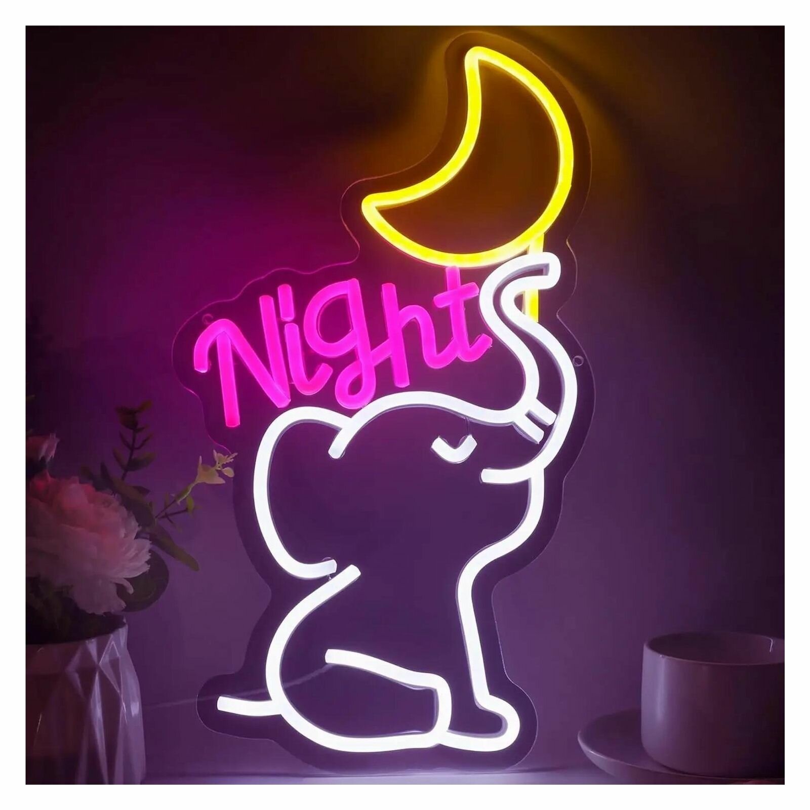 Moonlit Elephant Декор Неоновой Вывески 42смx23,6см