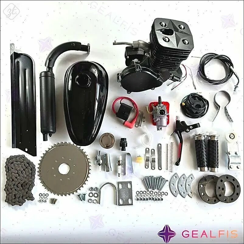 Двигатель веломотор 110cc, (полный комплект для установки на велосипед цепной редуктор)