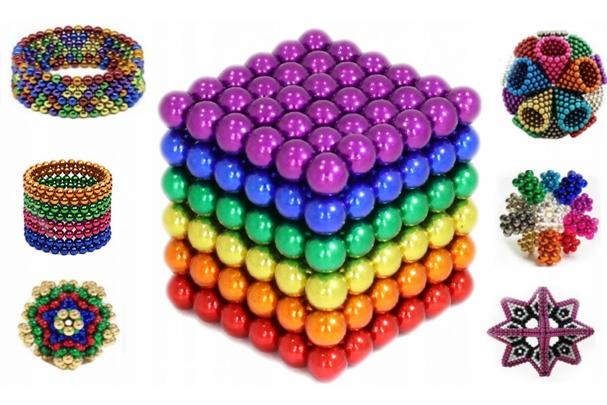 Неокуб, магнитный конструктор, разноцветный 6(цветов), 216 шариков, диаметр 5 мм